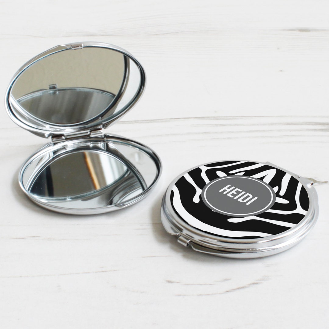 Zebra Print Mirror – Personalised Compact Mirror – Zebra Pattern Mirror ...