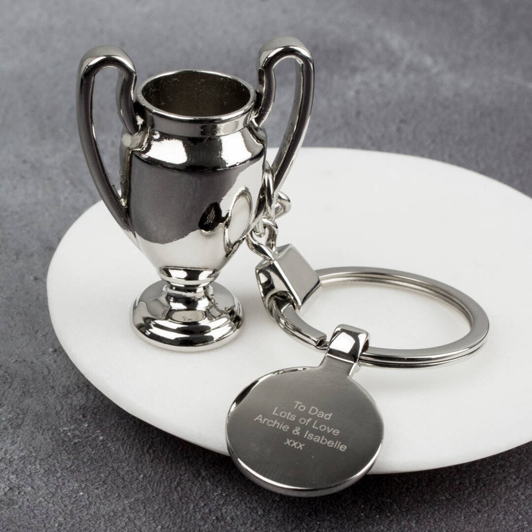 Personalised Trophy Keyring - Fathers Day - Keyring - Sports - Gift ...