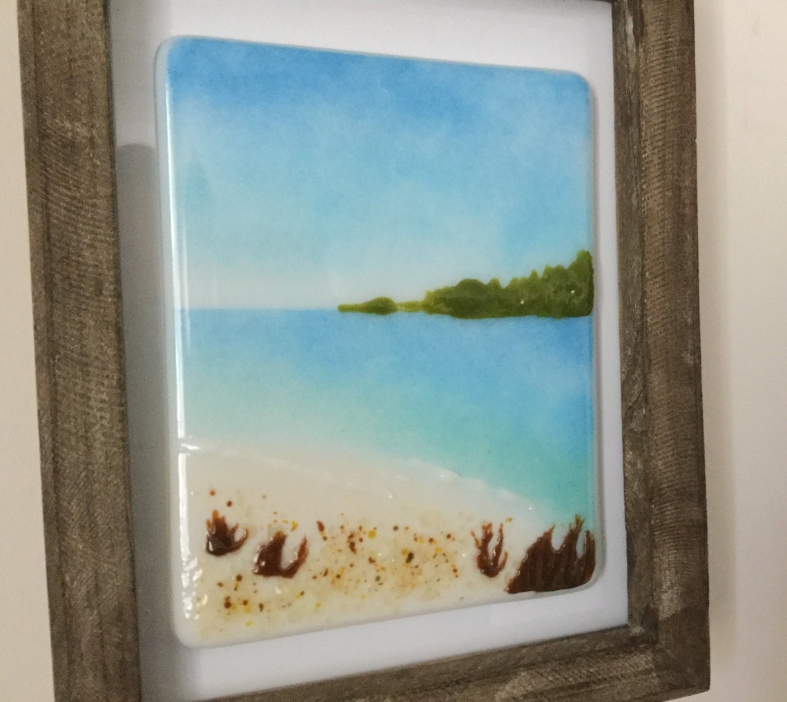 Fused Glass Seascape Beach Frit Glass Painting Seaside | Etsy