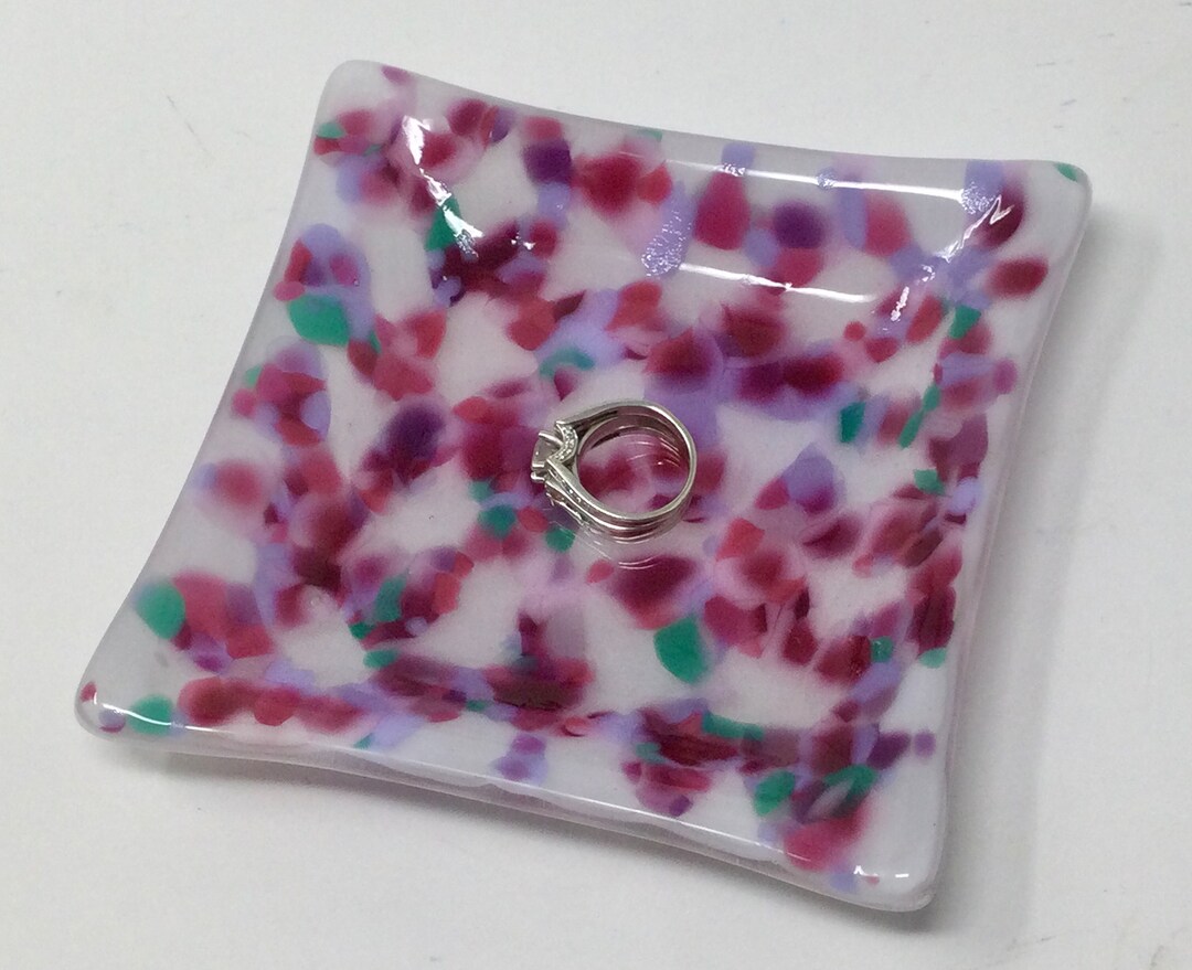 Floral Fused Glass Ring Dish: Fuchsia Purple Trinket Tray - Etsy