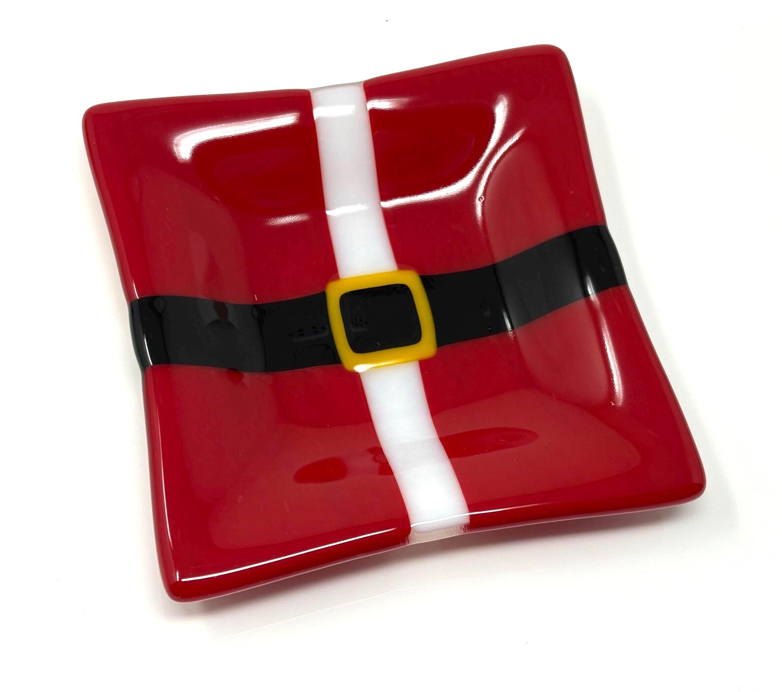 Fused Glass Santa Suit Dish, Holiday Trinket Tray - Etsy