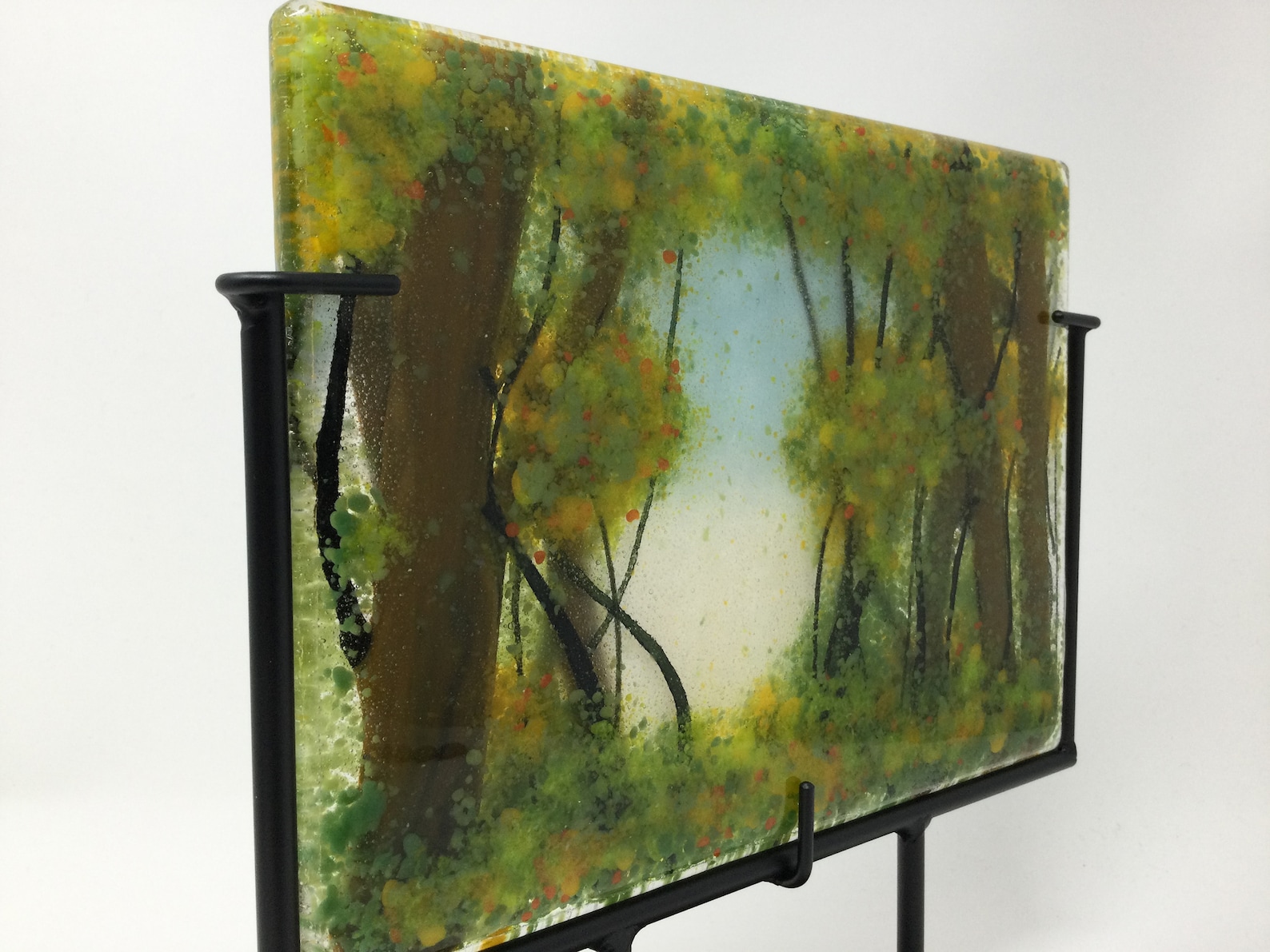 Fused Glass Art Fall Tree Art Glass Panel Autumn Woods Frit - Etsy