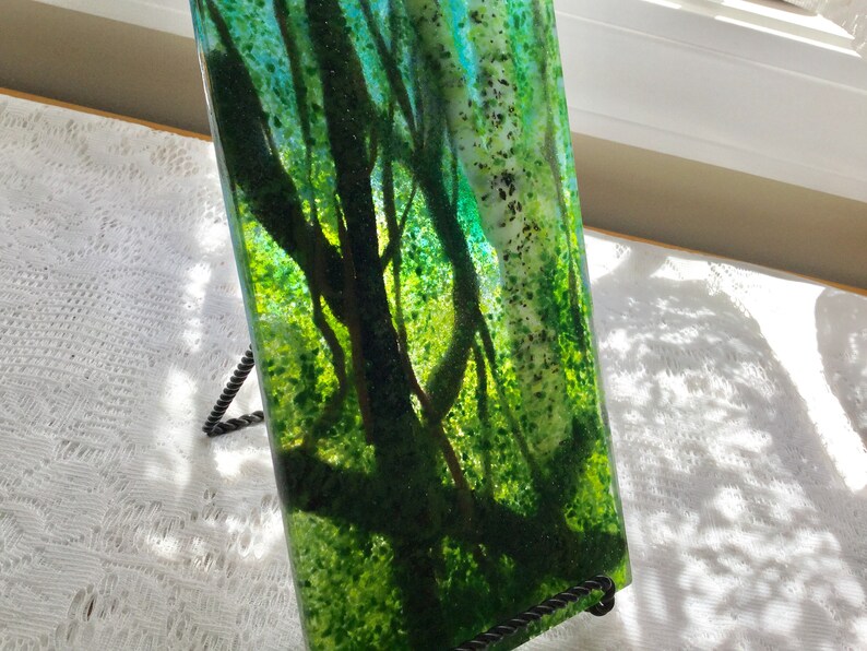 Fused Glass Art Forest Woods Glass Painting Frit Painting | Etsy