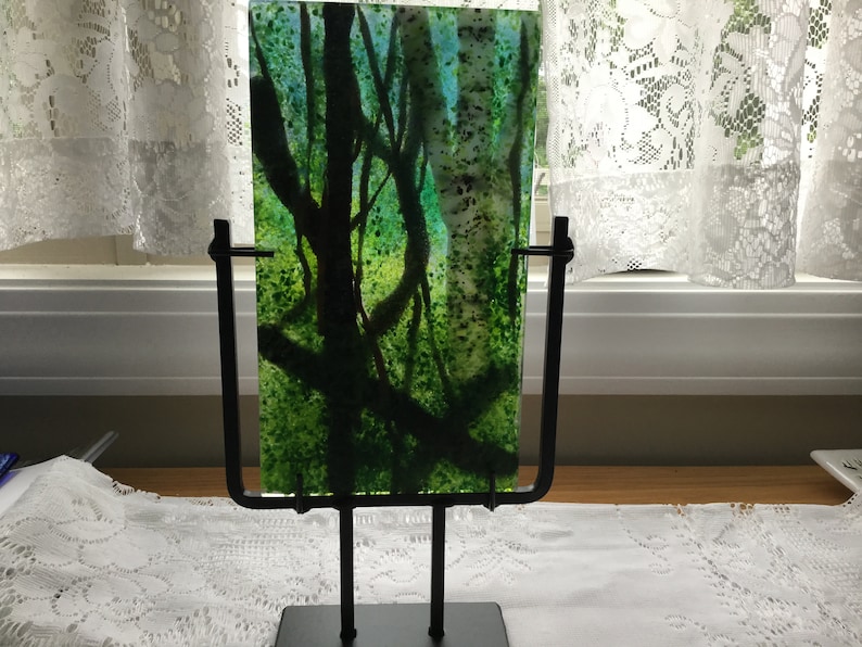 Fused Glass Art Forest Woods Glass Painting Frit Painting | Etsy