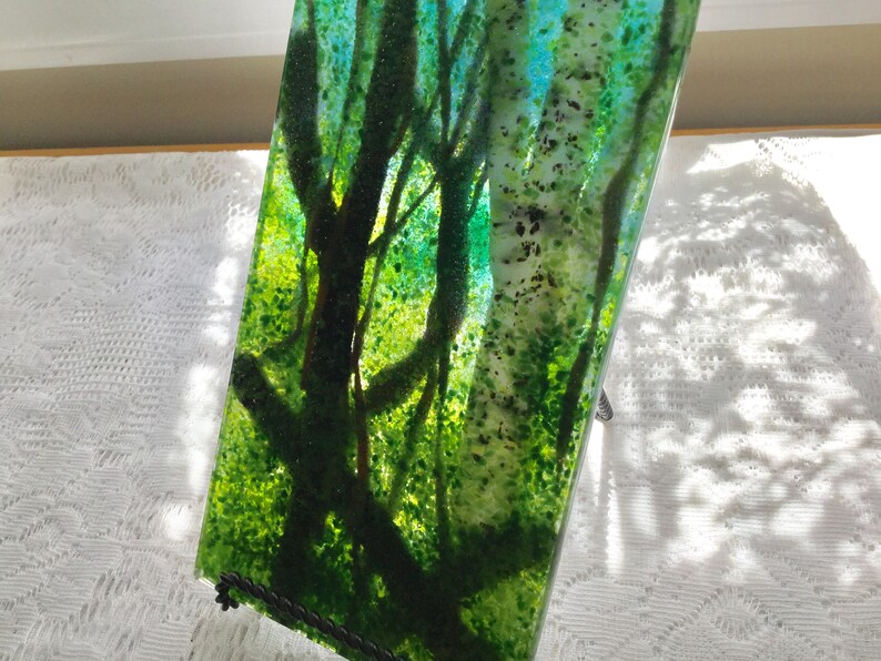 Fused Glass Art Forest Woods Glass Painting Frit Painting | Etsy