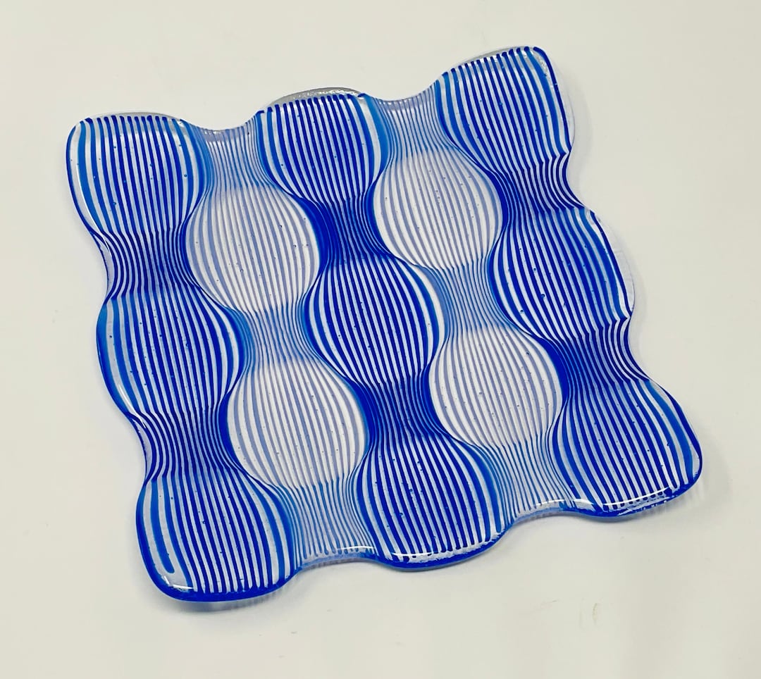 Fused Glass Optical Illusion Dish: Blue Lavender Art Glass Decor - Etsy