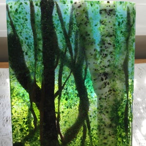 Fused Glass Art Forest Woods Glass Painting Frit Painting | Etsy