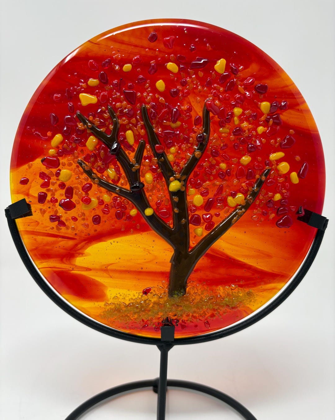 Fused Glass Autumn Tree Art With Stand - Etsy