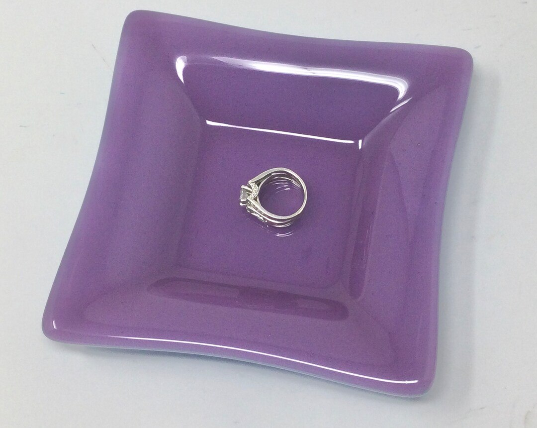 Purple Fused Art Glass Ring Dish: Handmade Trinket Tray - Etsy