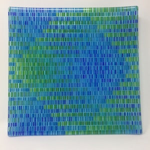 Fused Glass Tapestry Wall Panel, Blue Green Art Glass Tapestry Wall Art ...