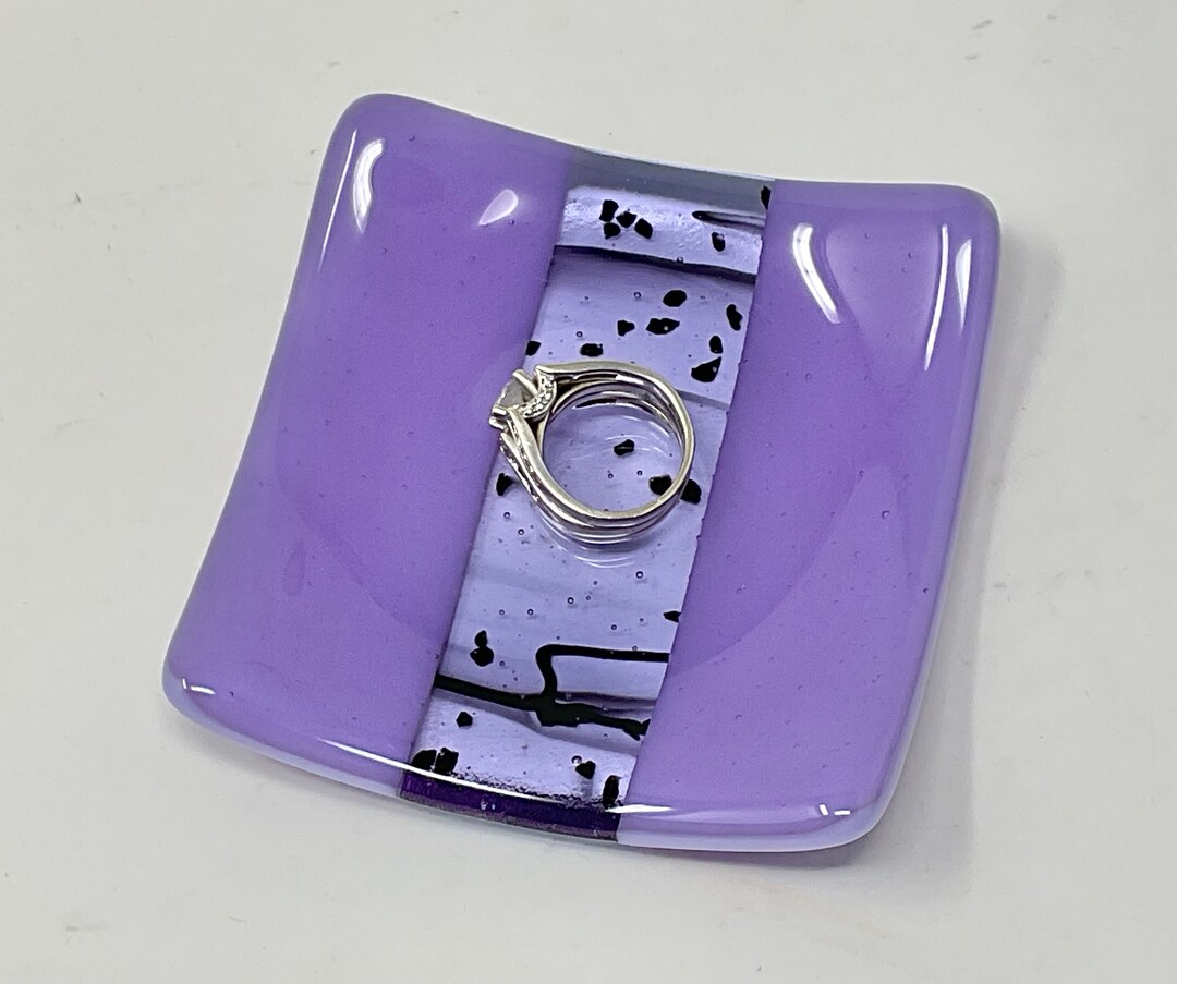 Blue Art Glass Dish, Fused Glass Ring Dish, Decorative Glass Trinket ...