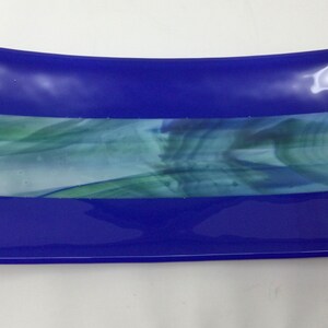 Blue Green Art Glass Tray, Fused Glass Tray, Blue Green Serving Dish - Etsy