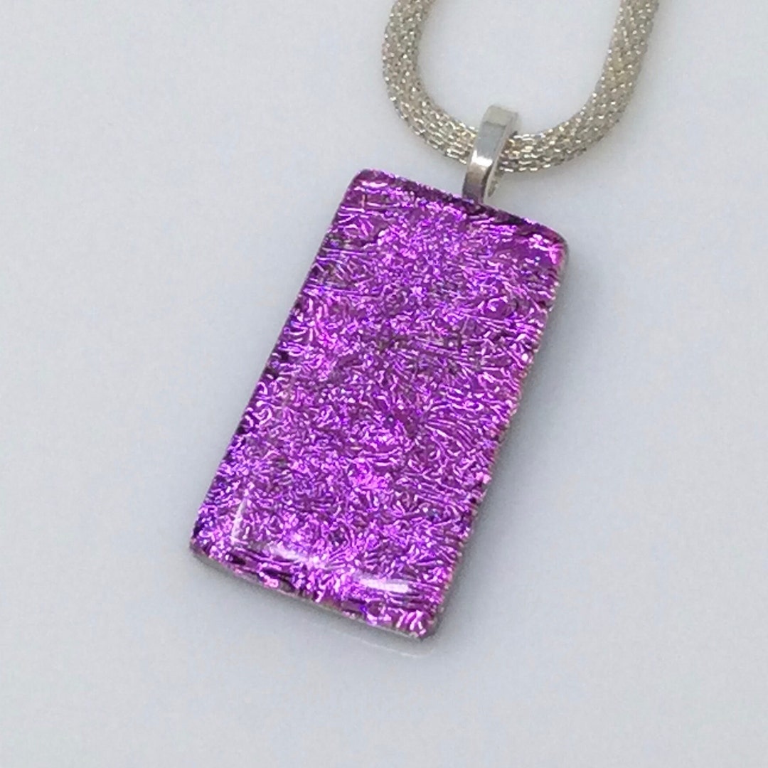 Pink Necklace, Dichroic Glass Pendant, Fused Glass Jewelry - Etsy