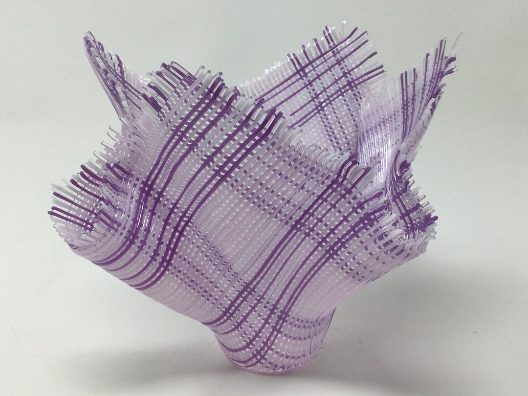 Pink Purple Tapestry Art Glass Vase, Fused Glass Tapestry Vase, Fused ...