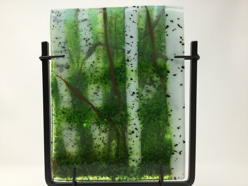 Fused Glass Art Birch Tree Frit Glass Painting | Etsy