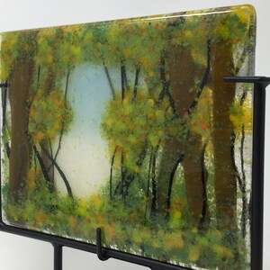 Fused Glass Art, Fall Tree Art Glass Panel, Autumn Woods Frit Glass ...