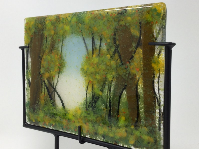 Fused Glass Art Fall Tree Art Glass Panel Autumn Woods Frit - Etsy