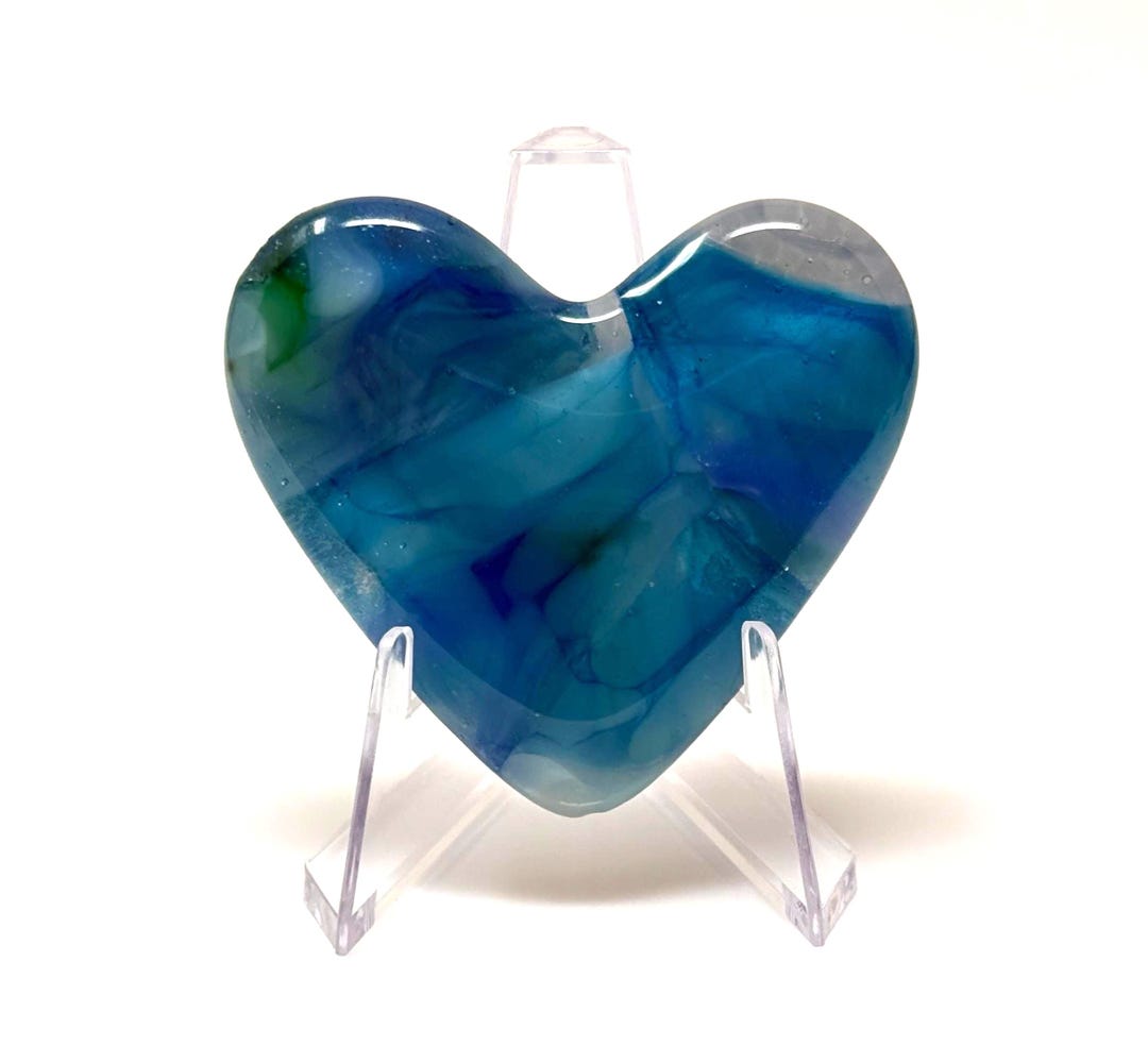 Fused Glass Pocket Heart, Fused Glass Gifts, Blue Pocket Hug - Etsy