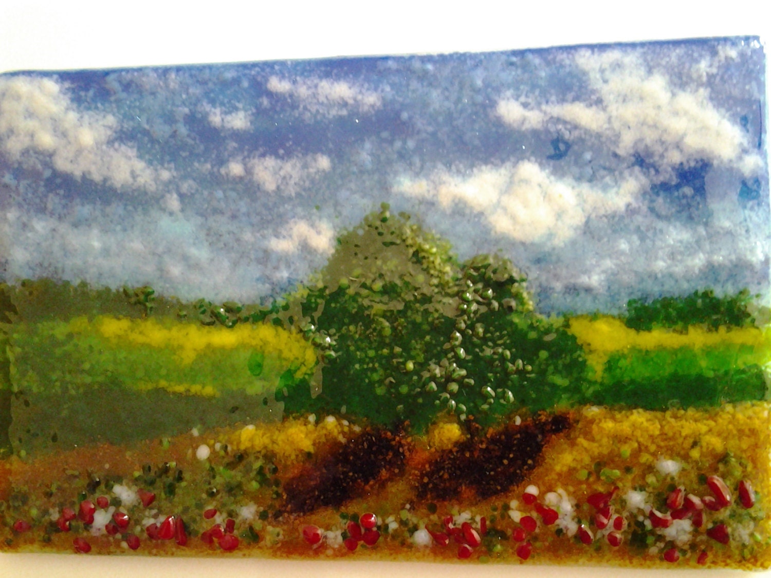 Fused Glass Landscape Frit Glass Painting Fused Glass Art | Etsy