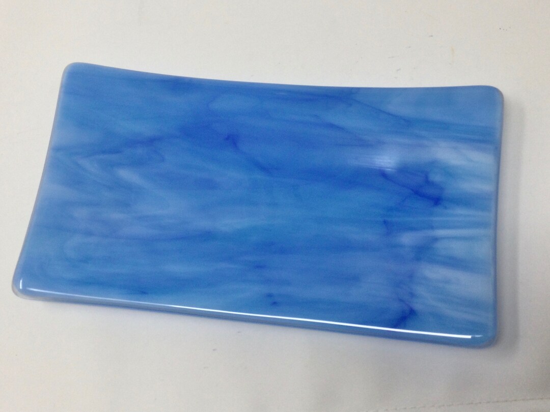 Blue Streaky Art Glass Tray, Fused Glass Tray, Decorative Serving Dish ...
