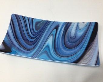 Blue Glass Serving Tray - Etsy