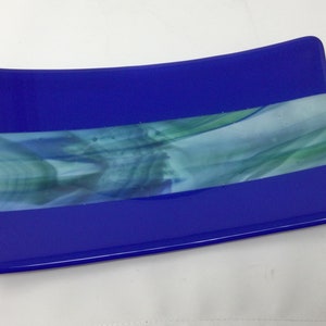 Blue Green Art Glass Tray, Fused Glass Tray, Blue Green Serving Dish - Etsy