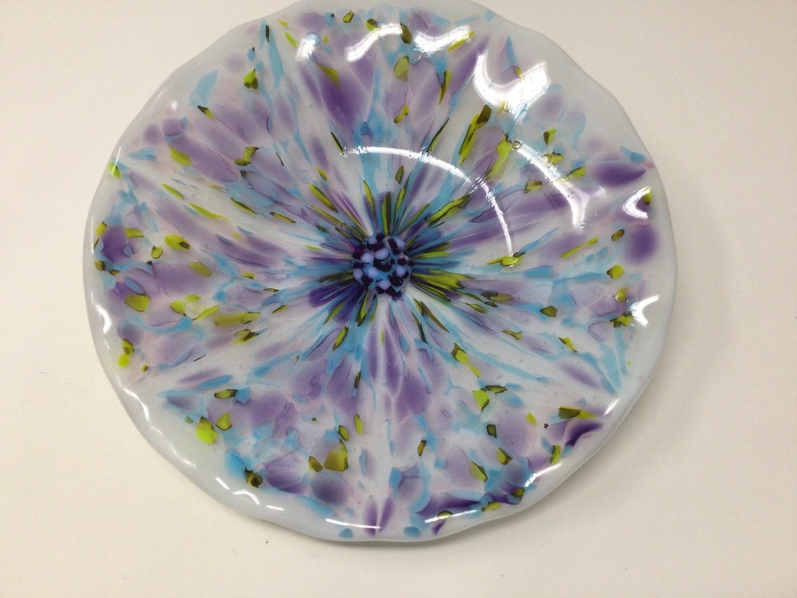 Fused Glass Bowl Multi Colored Art Glass Bowl Abstract - Etsy