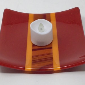 Red Orange Art Glass Plate, Fused Glass Tray, Decorative Dish - Etsy
