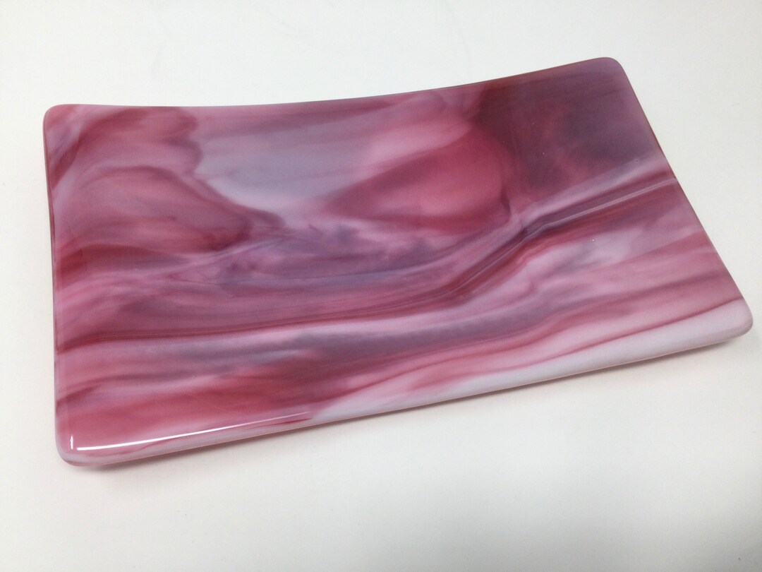 Cranberry Pink Fused Glass Tray: Streaky Art Glass Serving Dish - Etsy