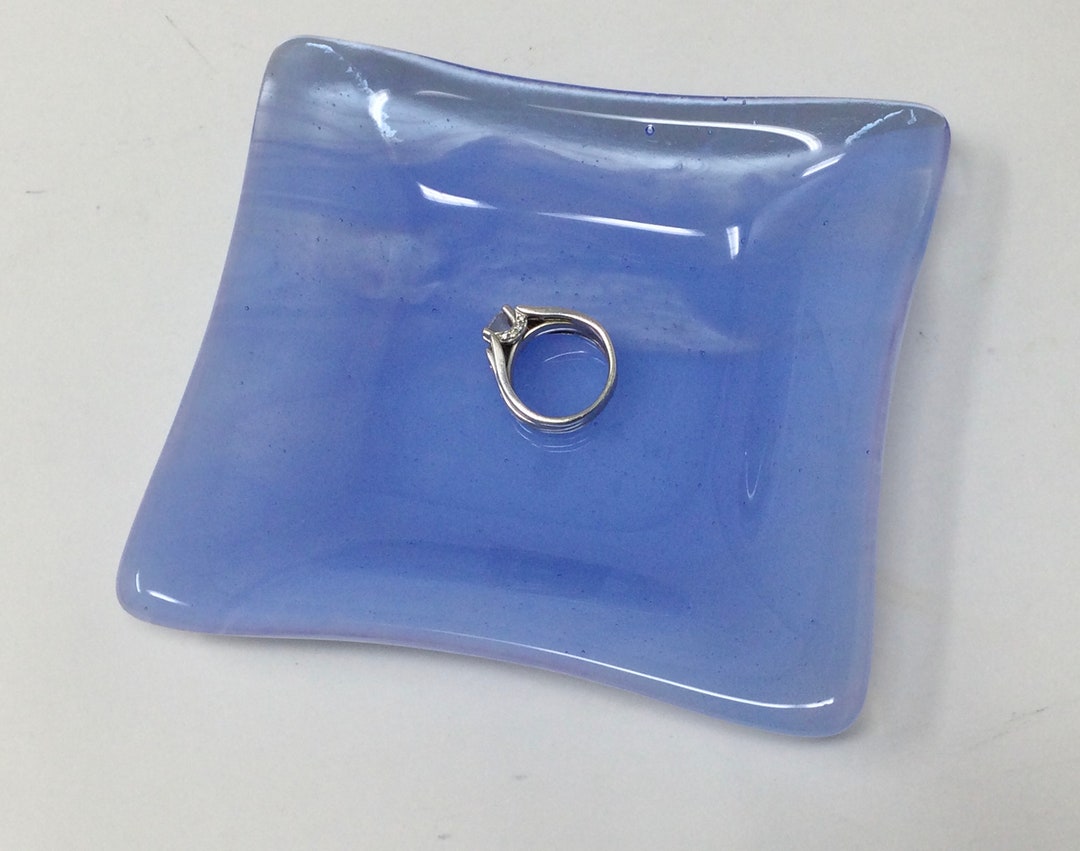 Blue Art Glass Ring Dish: Fused Glass Decorative Tray - Etsy