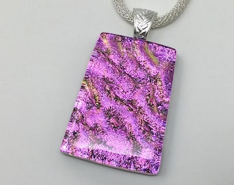 Pink Dichroic Pendant Fused Glass Pendant Dichroic Jewelry - Etsy
