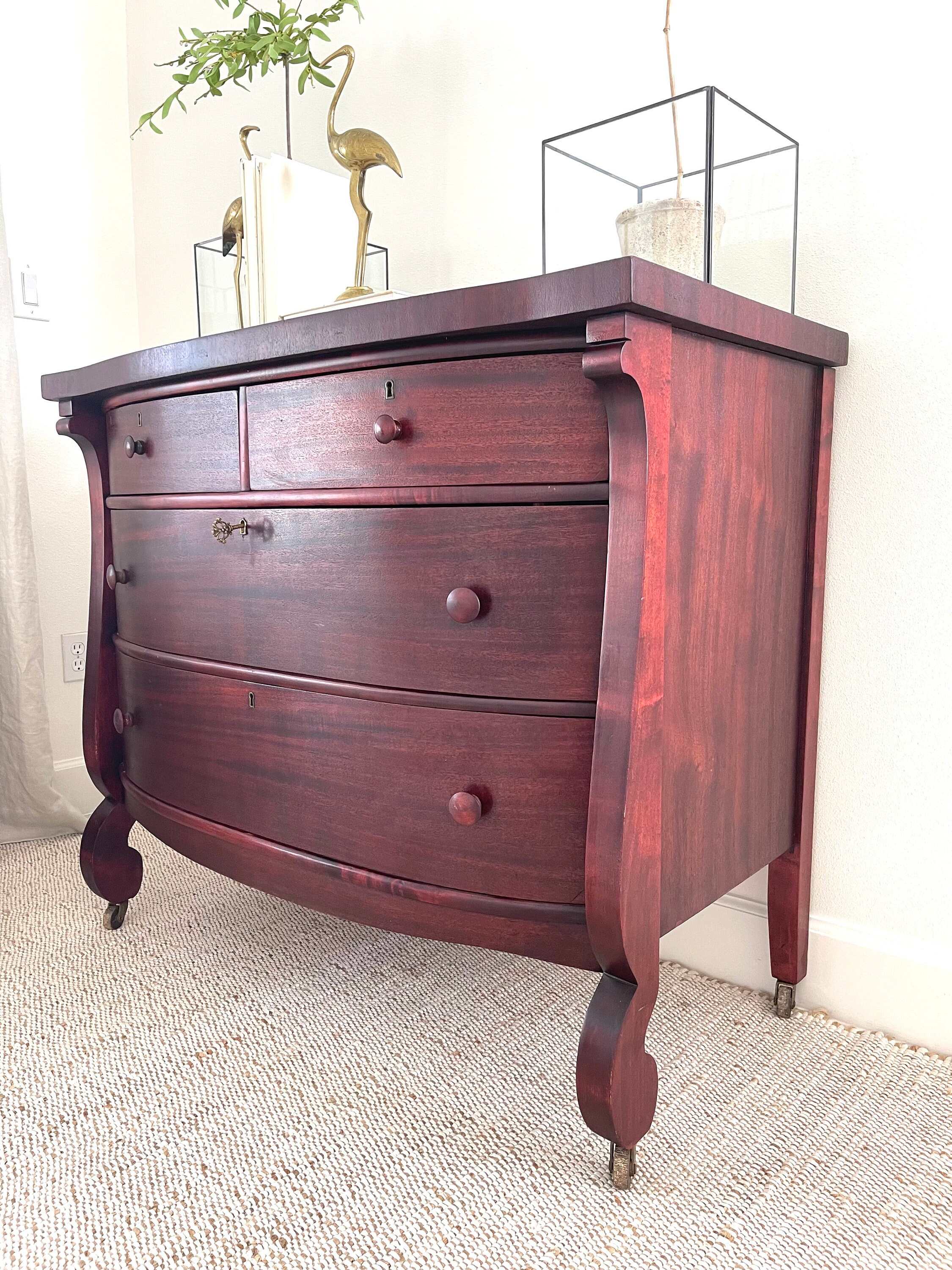 Antique Mahogany Empire Chest of Drawers, Entryway Chest, Bedroom Chest ...