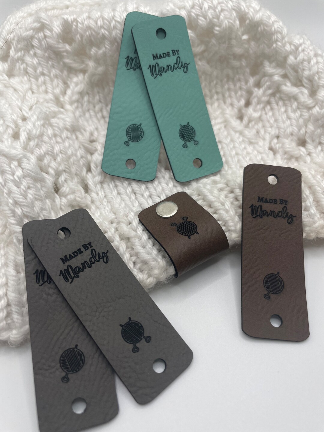 No Sew Crochet Tag, Screw in Tag, Personalized Faux Leather Tag ...