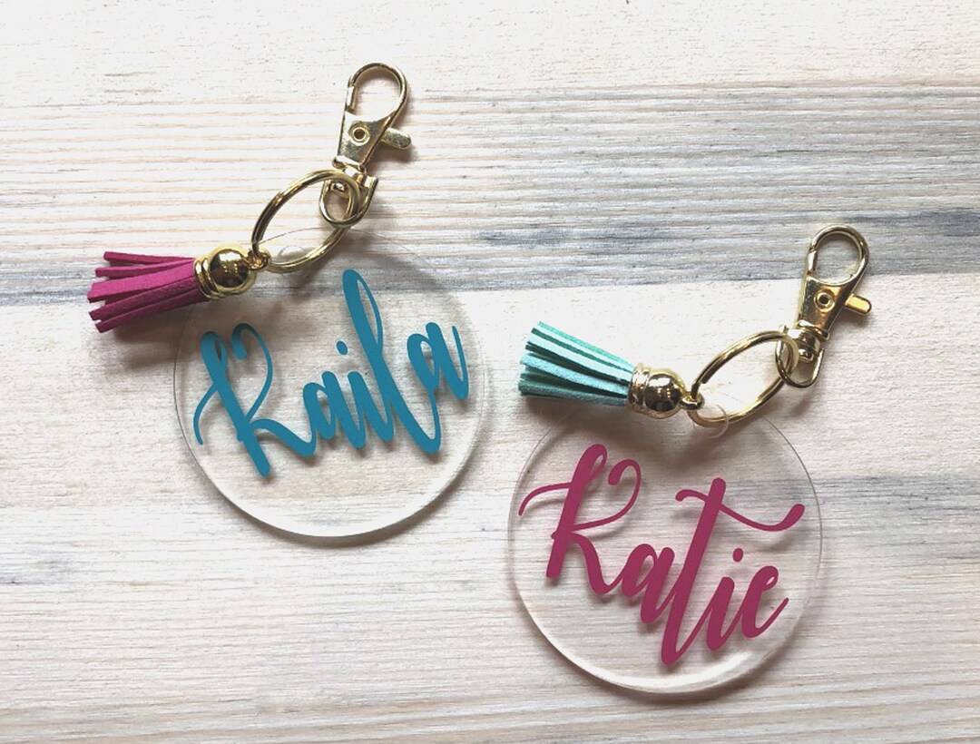 Acrylic Circle, Name Keychain, Silver Keychain, Monogram Keychain ...