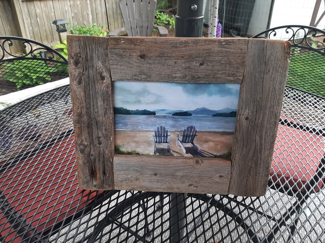 Rustic Framed Fence Wood Lake Adirondack Picture on Balsa Wood - Etsy