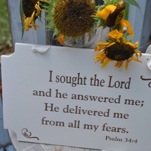 I Sought the Lord and He Answered Me, Christian Sign, Bible Verse Sign ...