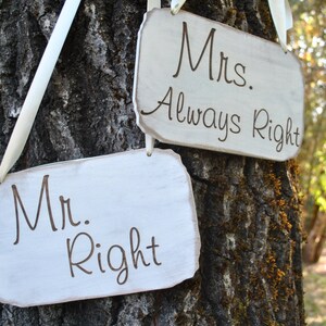 Mr Right Mrs Always Right Sign, Wedding Chair Sign, Rustic Wedding ...