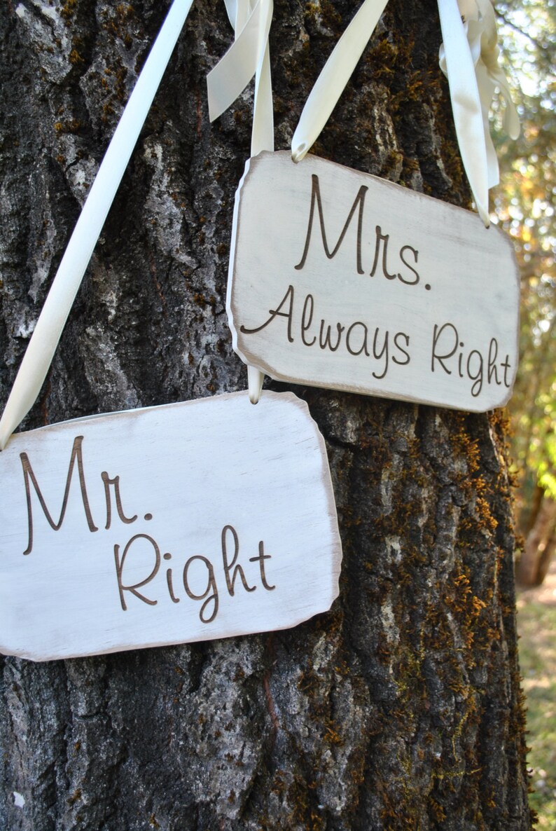Mr Right Mrs Always Right Sign Wedding Chair Sign Rustic - Etsy