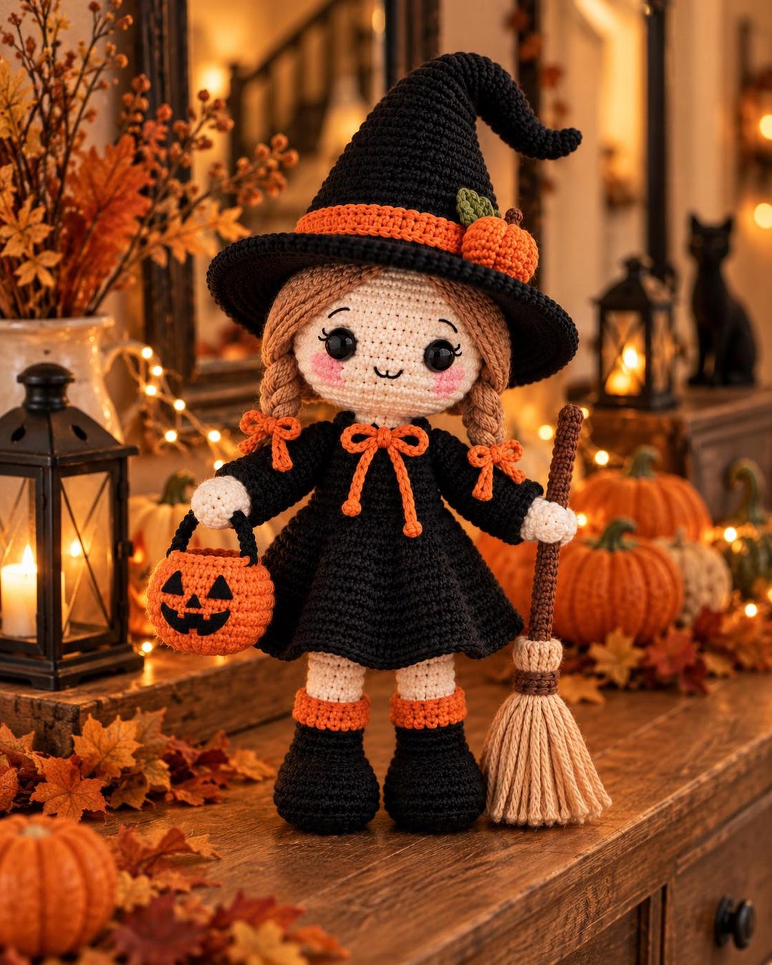 Halloween Witch Doll Crochet Pattern, Amigurumi Witch With Broom ...