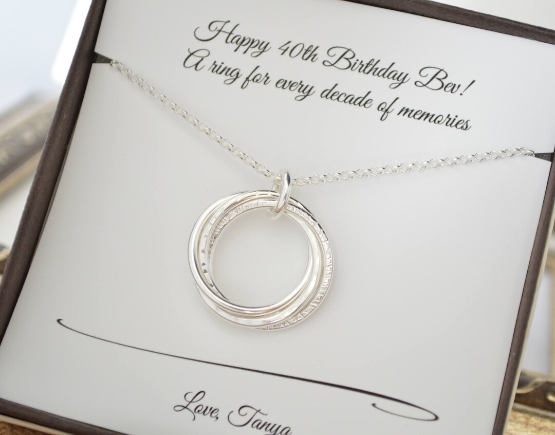 40th Birthday Gift for Women, 4 Rings Necklace, 40th Birthday Gift for ...