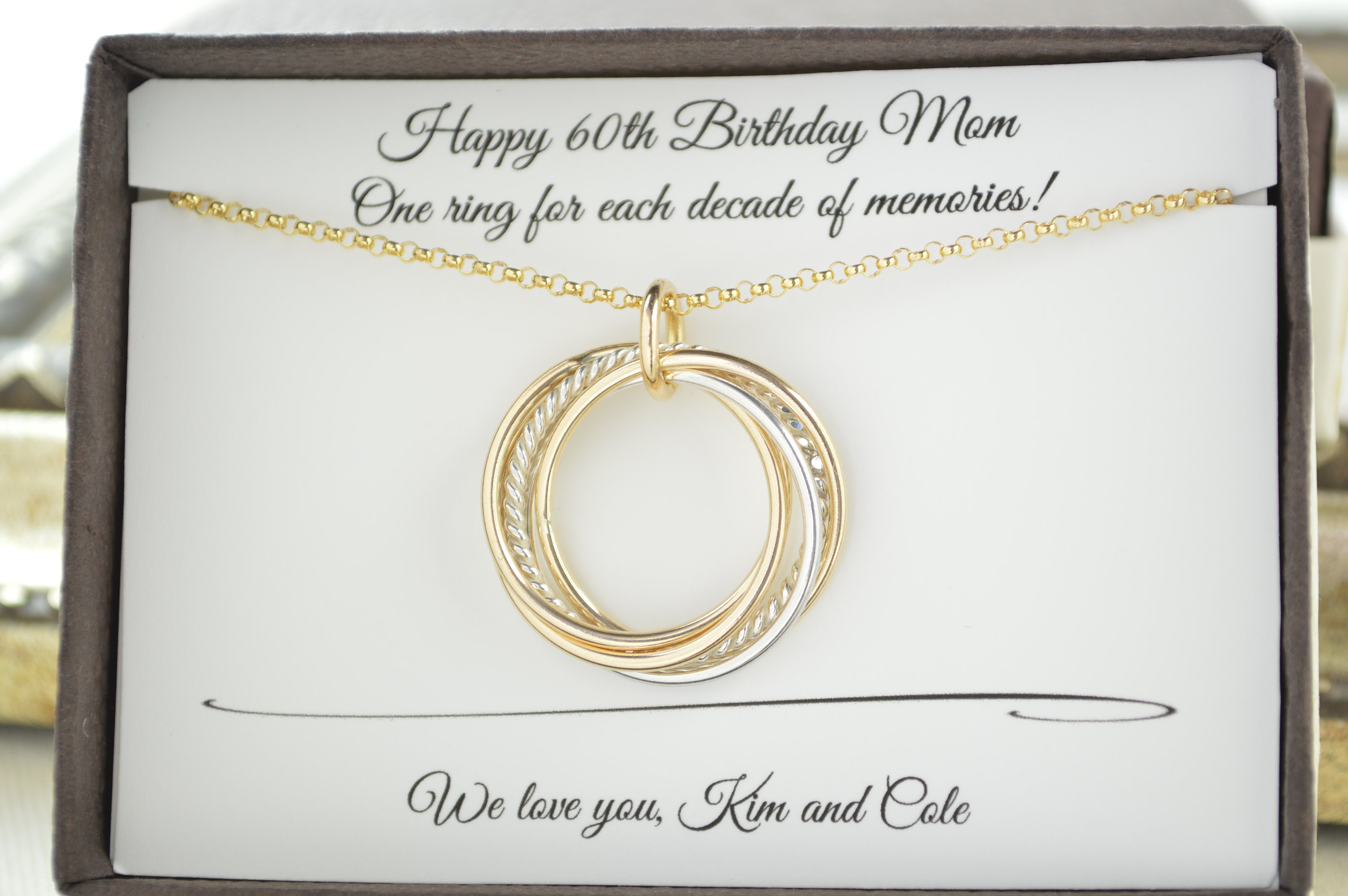 60th Birthday Jewelry For Women 6 Mixed Metals Necklace 60th Birthday 60th Birthday Jewelry For Women 6 Mixed Metals Necklace 60th Birthday
