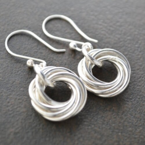 5 Interlocking Rings Silver Earrings 50th Birthday 5 Rings - Etsy