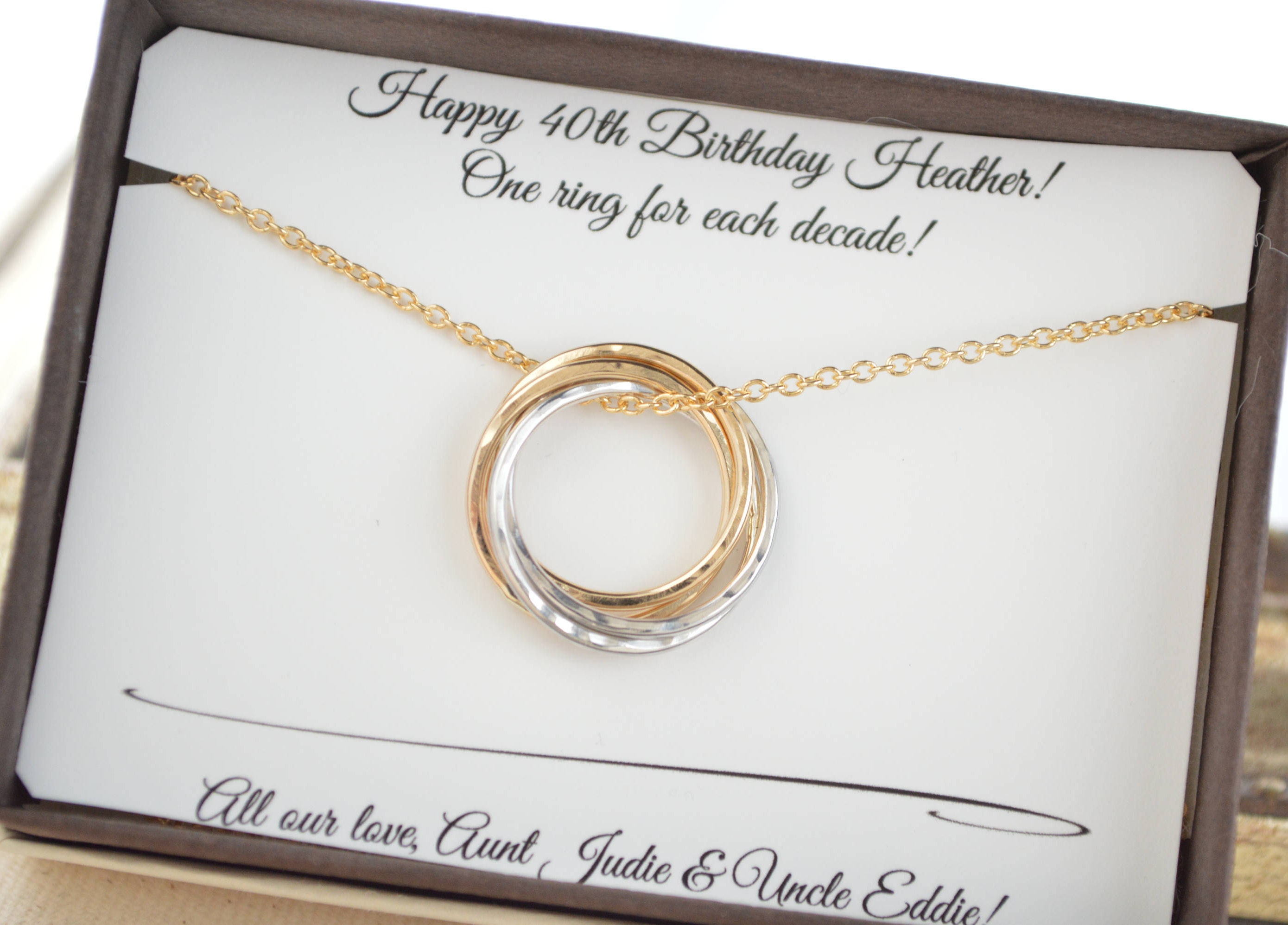 40th Birthday Gift Women 4th Anniversary Gift 4 Rings For 4 Necklace