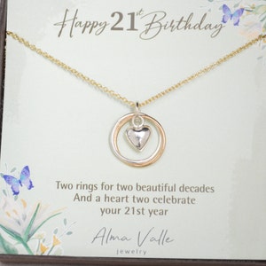 21st Birthday Gift for Daughter, 21 Years Old Necklace, 2 Rings ...