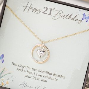 21st Birthday Gift for Daughter, 21 Years Old Necklace, 2 Rings ...
