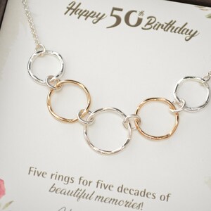 50th Birthday Gift for Women, Mixed Metal Rings, 50th Birthday Jewelry ...