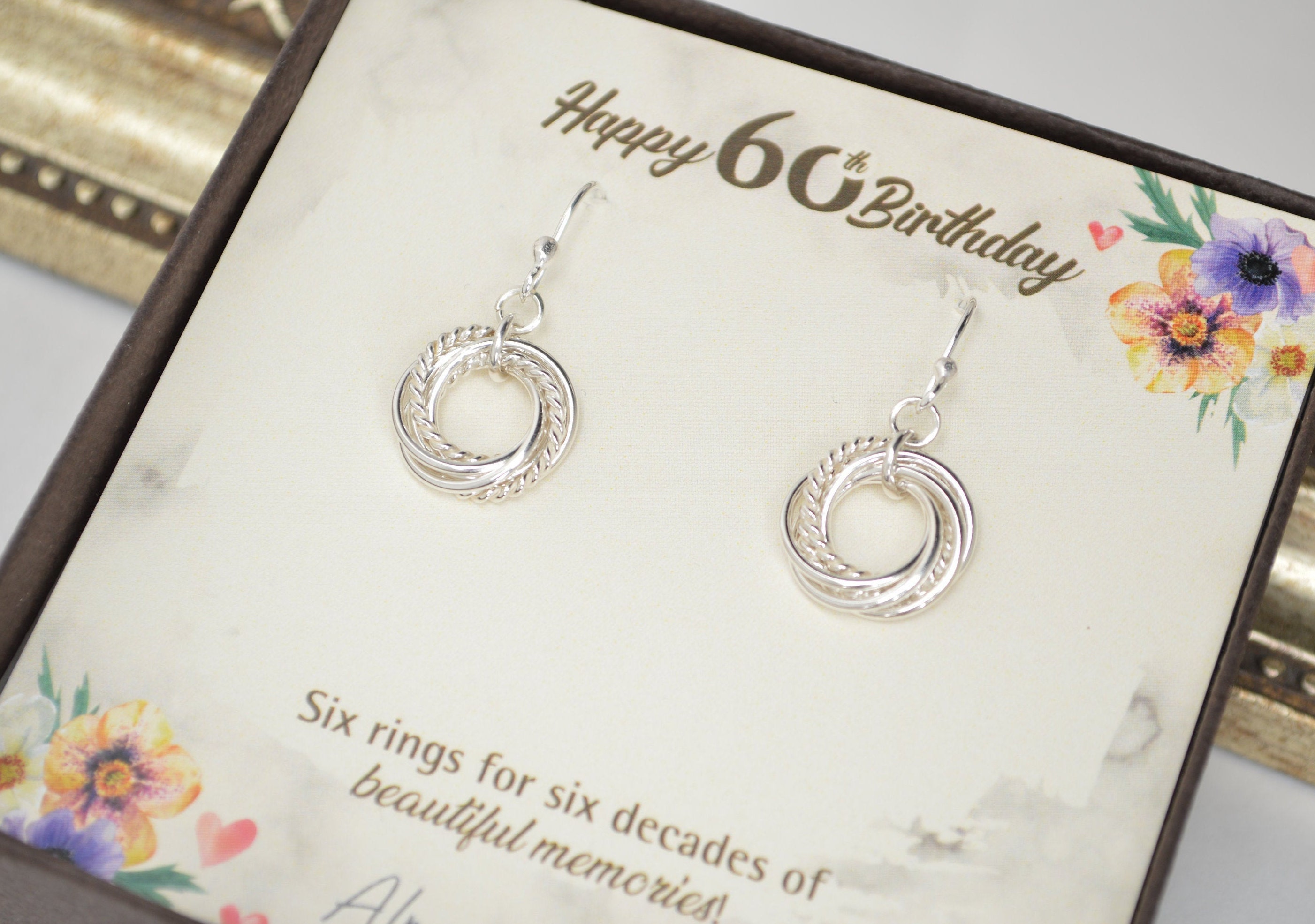60th Birthday Gift For Women 6 Interlocking Rings 6th Anniversary