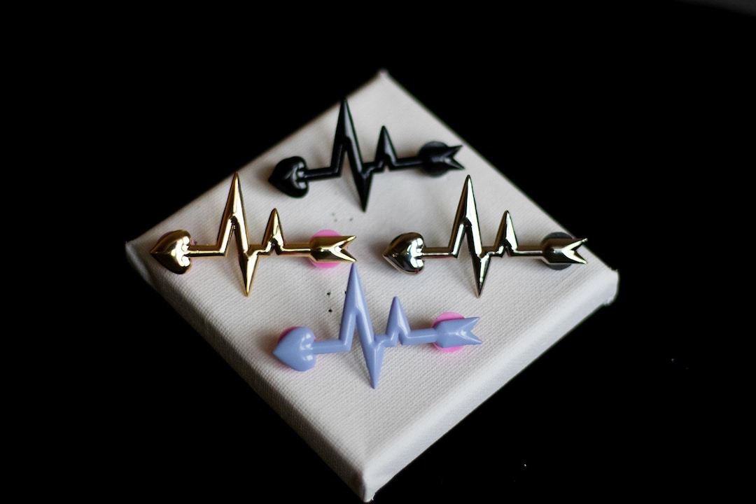 Heartbeat Arrow Enamel Pin and Hairclips - Etsy