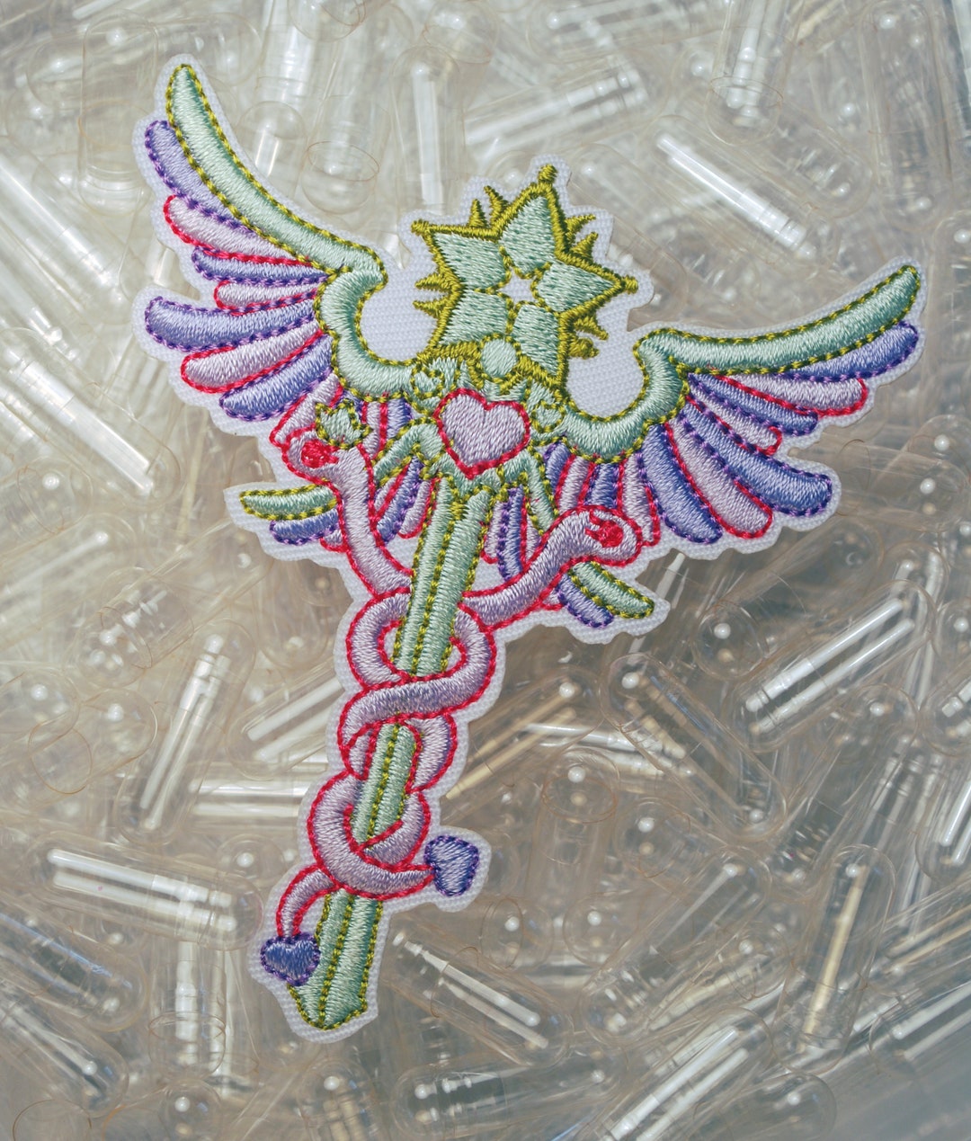 Magical Girl First Aid Caduceus Staff Iron-on Embroidered Patch - Etsy