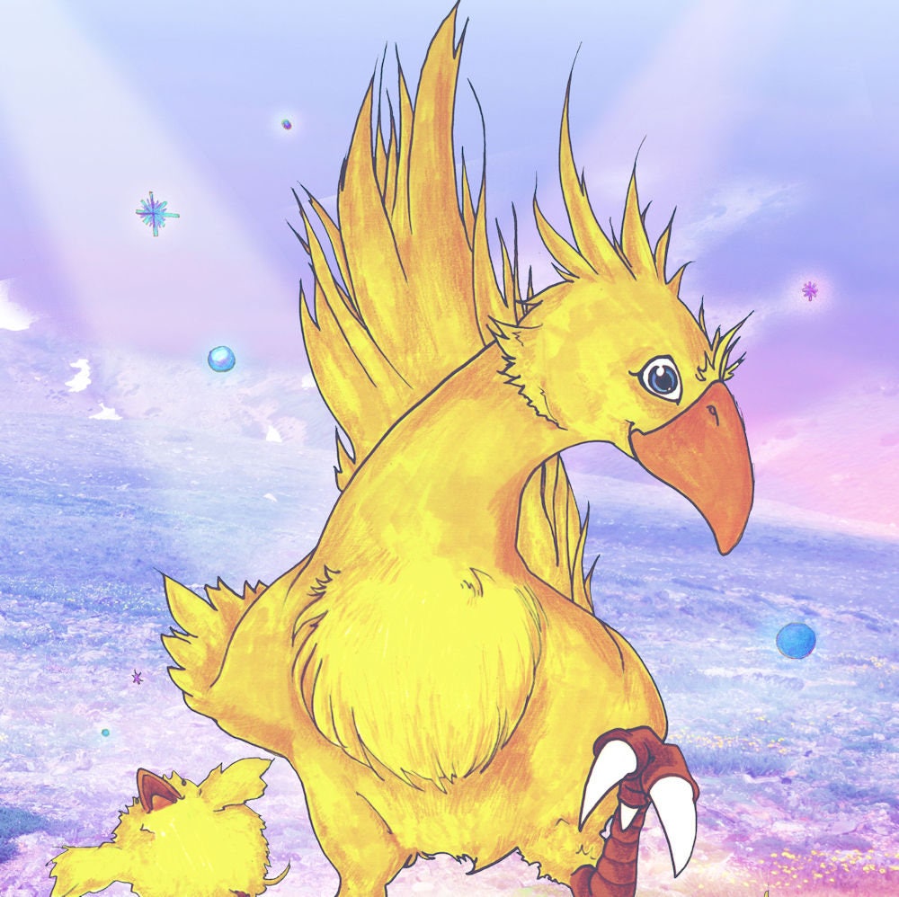 Chocobo Dance 8x10 or 11x14 Print Final Fantasy Fan Art - Etsy
